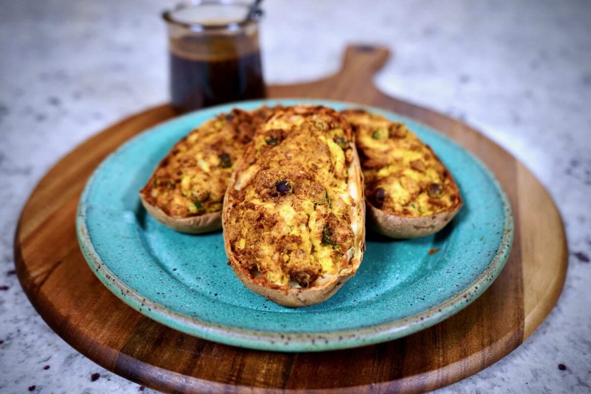 Twice Baked Samosa Potatoes - The Whole Food Plant Based Cooking Show